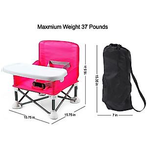 PandaEar Portable Travel Booster Seat with Tray| Folding Baby Seat Booster High Chair for Dining Table| Compact Camping Chair for Lawn, Beach Indoor/Outdoor Use| Toddlers, Kids