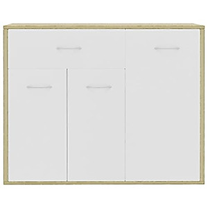 Homvdxl Sideboard Buffet Cabinet, Wide Kitchen Storage Cabinet with Drawer and 3 Doors, Buffets Table for Bar, Dining Room, Hallway, Cupboard Console Table, Accent Cabinet (White+Brown)