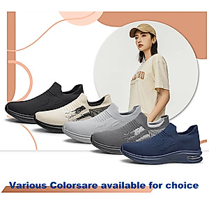YHOON Womens Walking Shoes Non Slip Running Shoes Breathable Workout Shoes Lightweight Gym Sneakers Zapatos para Mujer Navy Blue Size 8
