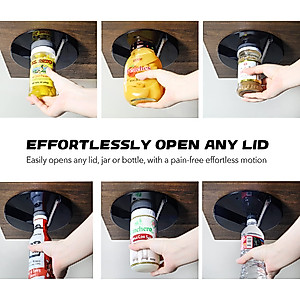 MOJO-HOME Under Counter Easy Jar Opener for Weak Hands - New Improved Design with Grip Tape to Prevent Slippage - Easily Twist Open Jars and Lids (Black)