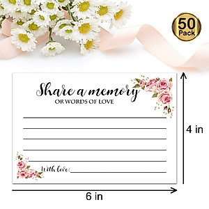 Giftideaworkshop 50 Floral Share A Memory Cards for Celebration of Life Birthday Anniversary Memorial Funeral Graduation Bridal Shower Game, Guest Book Ideas, and Alternatives.4x6 Inches