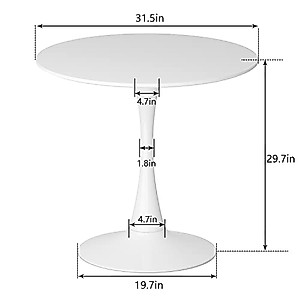 linstock Modern Round Dining Table,31.5" Mid Century Modern Style Dining Table Tulip Kitchen Table with MDF Top and Steel Pedestal,Bar Patio Bistro Table for Bedroom,Living Room,White