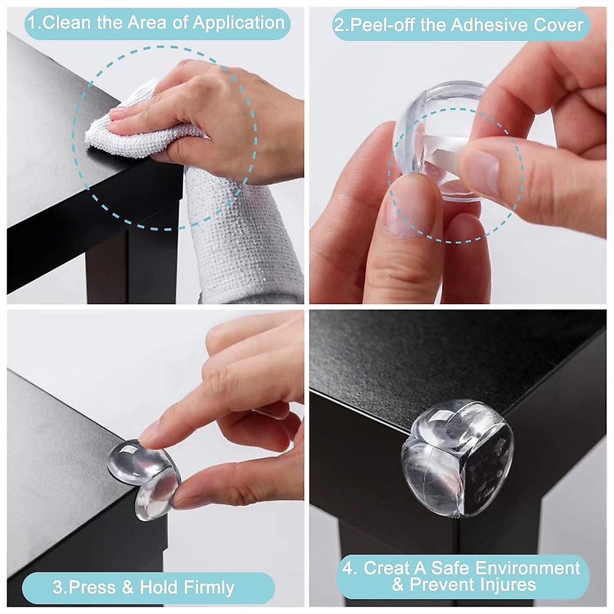 PandaEar Baby Child Safety Proofing Kit 62 Pcs Set, 6 Adjustable Adhesive Cabinet Straps, 12 Clear Corner Protectors Guards, 32 Outlet Plug Covers, 10 Magnetic Cabinet Locks with 2 Keys, No Drill Req