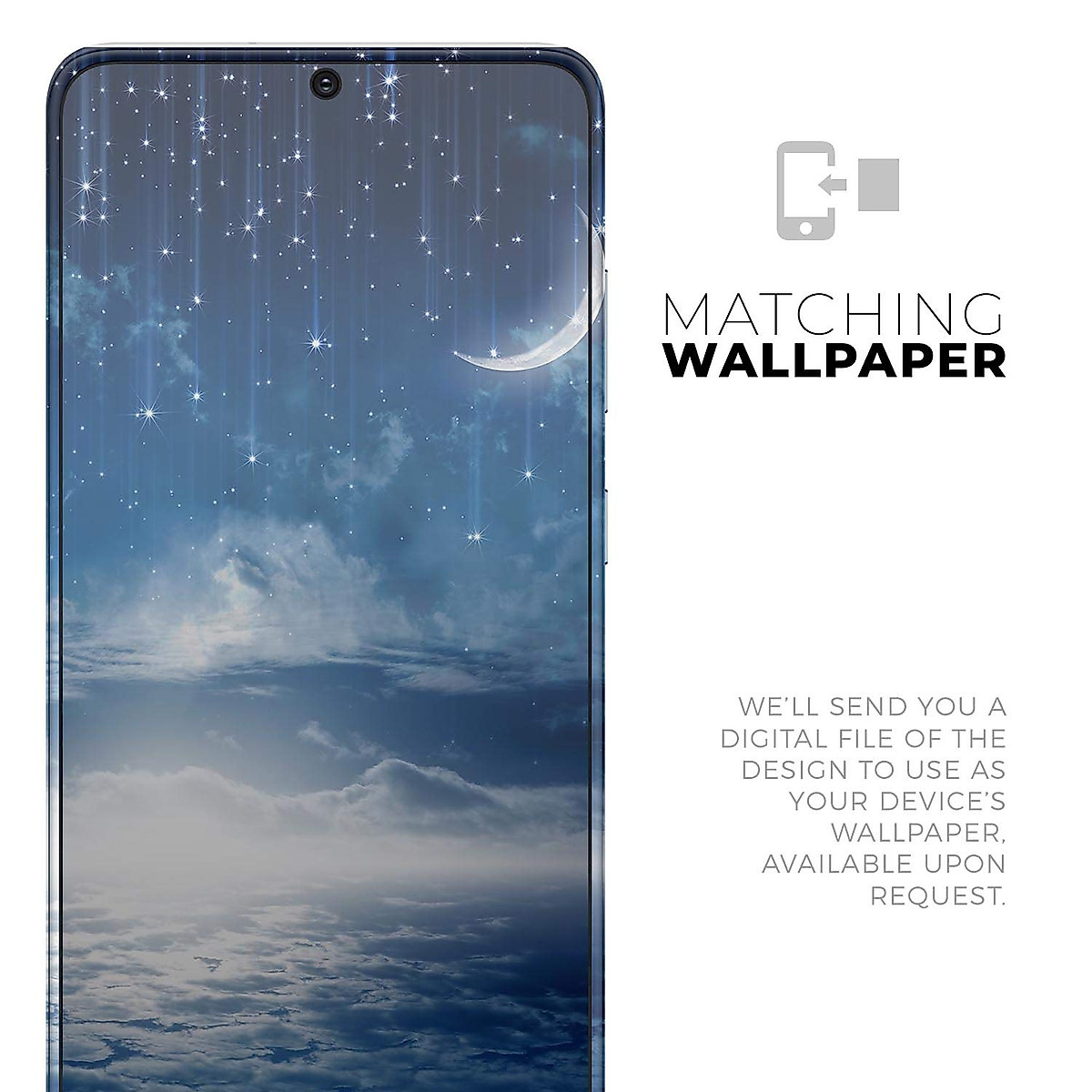 DesignSkinz Vivid Blue Falling Stars in The Night Sky Protective Vinyl Decal Wrap Skin Cover Compatible with The Samsung Galaxy S20 (Screen Trim & Back Glass Skin)