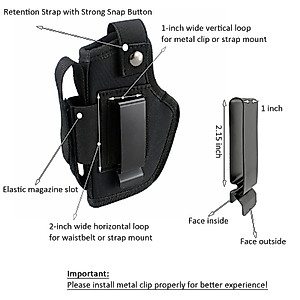 Galaxylense 2 Packs Universal Gun Holster Concealed Carry for Men Women Right and Left Hand Draw Fits All Firearms