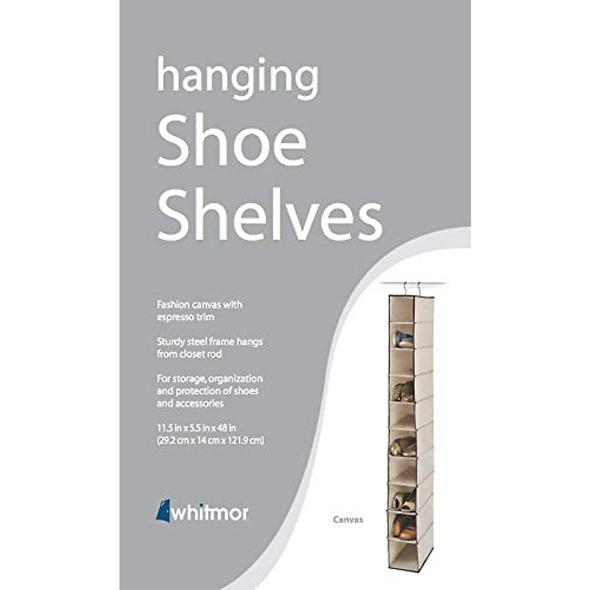 Whitmor 10 Section Hanging Shoe Shelves 11.5x5.5x48.0