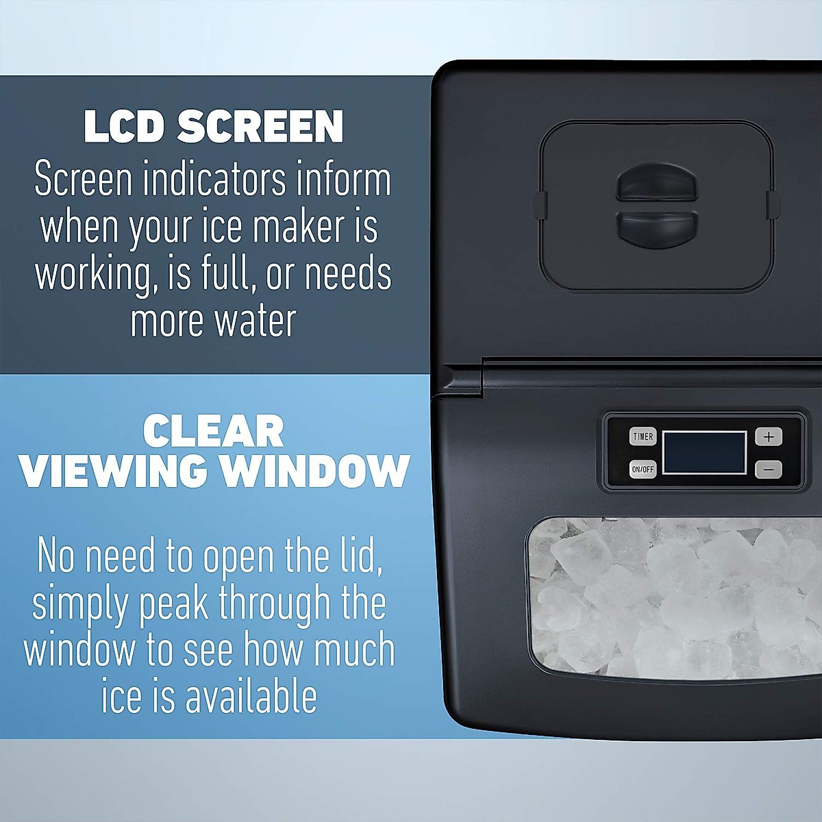 Deco Chef 40LB Countertop Ice Maker for Home, Office, Bars, and Parties, Makes Extra Large Cubes, 2.4 lb of Ice Every 15-20 Minutes, Self Cleaning, LCD Status Indicator, Adjustable Cube Size, Red