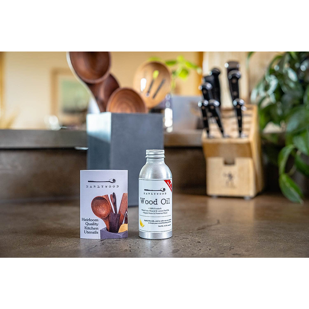 Earlywood Lemon-scented Mineral Oil for Cutting Boards and Wooden Kitchen Utensils; Food Safe, Clear, 4.5 oz.