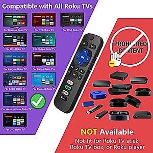 【Pack of 2】 RC280 Remote Control for Roku TVs,Compatible for TCL Roku/Hisense Roku/Onn Roku/Sharp Roku/Element Roku/Westinghouse Roku/Philips Roku/Insignia Roku/Jvc Roku/RCA Roku Smart TVs