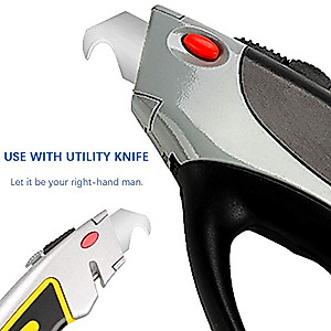 50 Pieces Utility Hook Blade Steel Razor Blade Hook Roofing Knife with Storage Box for Cutting Carpets, Wallpaper Materials