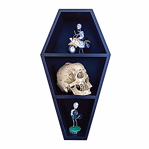 Luna's Mystical Coffin Shelf - Horror Gothic Decor - Black Floating Wooden Shelf for Wall or Table Top - Witchy Wall Decor- 14 Inches Tall by 7 Inches Wide