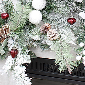 AuldHome Pine Cone Picks (6-Pack); Frosted Evergreen Christmas Decor Floral Stems for Wreaths, Vases and Holiday Arrangements