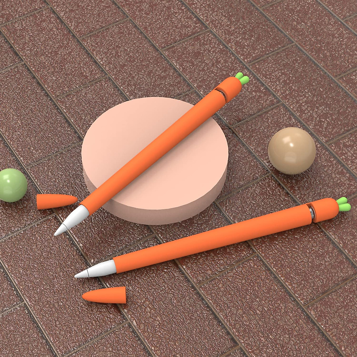 Love Mei Silicone Case for Apple Pencil Silicone Sleeve for 1st Generation Holder Protective Skin Cover case for iPad, Cute Carrot Accessories Soft Grip Pouch with Pencil Tip Cover /1st Orange