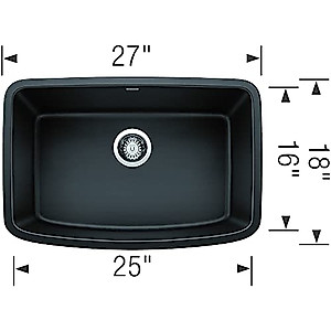 Valea 27 in. Single Bowl Kitchen Sink, Anthracite