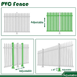 Goleray Outdoor Garden Vinyl Fence (1Set), W84 X H36 White Picket Fence Panels Privacy Screen PVC Fencing for Yard Patio Decorative Air Conditioner Fence(34 Pickets, Straight)