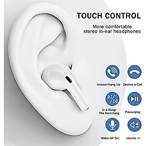 Wireless Earbuds, 30H Playtime AirProBluetooth Headphones with Wireless Charging Box, IPX7 Waterproof in-Ear Ear Buds, Clear Calls Built-in Microphone Stereo Touch Earphones, for iPhone Huawei Samsung