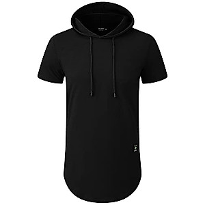Aiyino Men's Short Sleeve Athletic Hoodies Sport Sweatshirt Solid Color Fashion Pullover M Black