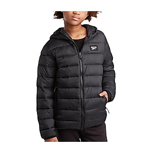 Reebok Boys’ Jacket – Water Resistant Midweight Quilted Puffer Coat – Insulated Outerwear Down Coat for Boys (4-20), Size 10-12, Black