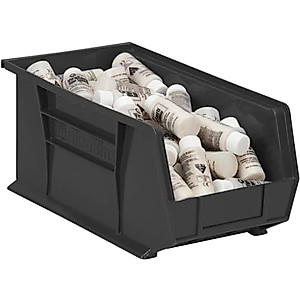 Akro-Mils 30240 AkroBins Plastic Storage Bins, Space-Saving Stackable Bins, Garage Organization Bins, Pantry Organization, Craft Storage, 15-Inch x 8-Inch x 7-Inch, Black, 12-Pack