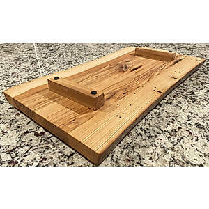 Hickory X Large, Gorgeous, Full-of-Character, Uncommon, Forest-to-Table Solid Double Live Edge Wood Charcuterie/Appetizer/Dessert/Grazing Board. 100% USA Handcrafted. 27 x 14.5 x 1.25"