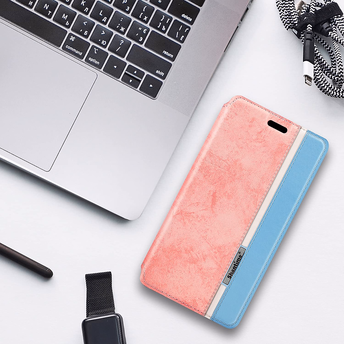 Shantime for Oppo Reno 6 Pro+ 5G Case, Fashion Multicolor Magnetic Closure Leather Flip Case Cover with Card Holder for Oppo Reno 6 Pro Plus 5G (6.55”)