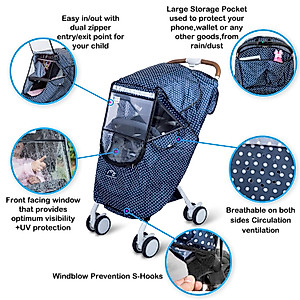 Stroller Rain Cover,Stroller Cover for Winter,Universal Stroller Accessory,Waterproof,Windproof,Breathable,Protect from Rain Wind Snow,Cold,Baby Travel Weather Shield