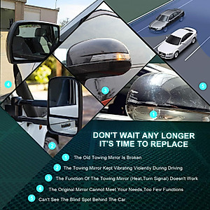 SCITOO Towing Mirror fit for Ford Exterior Mirror fit 2007-2014 for Ford for F-150 Truck with Amber Turn Signal and Puddle Light Heated Power Controlling and Manual Folding (Driver Side)