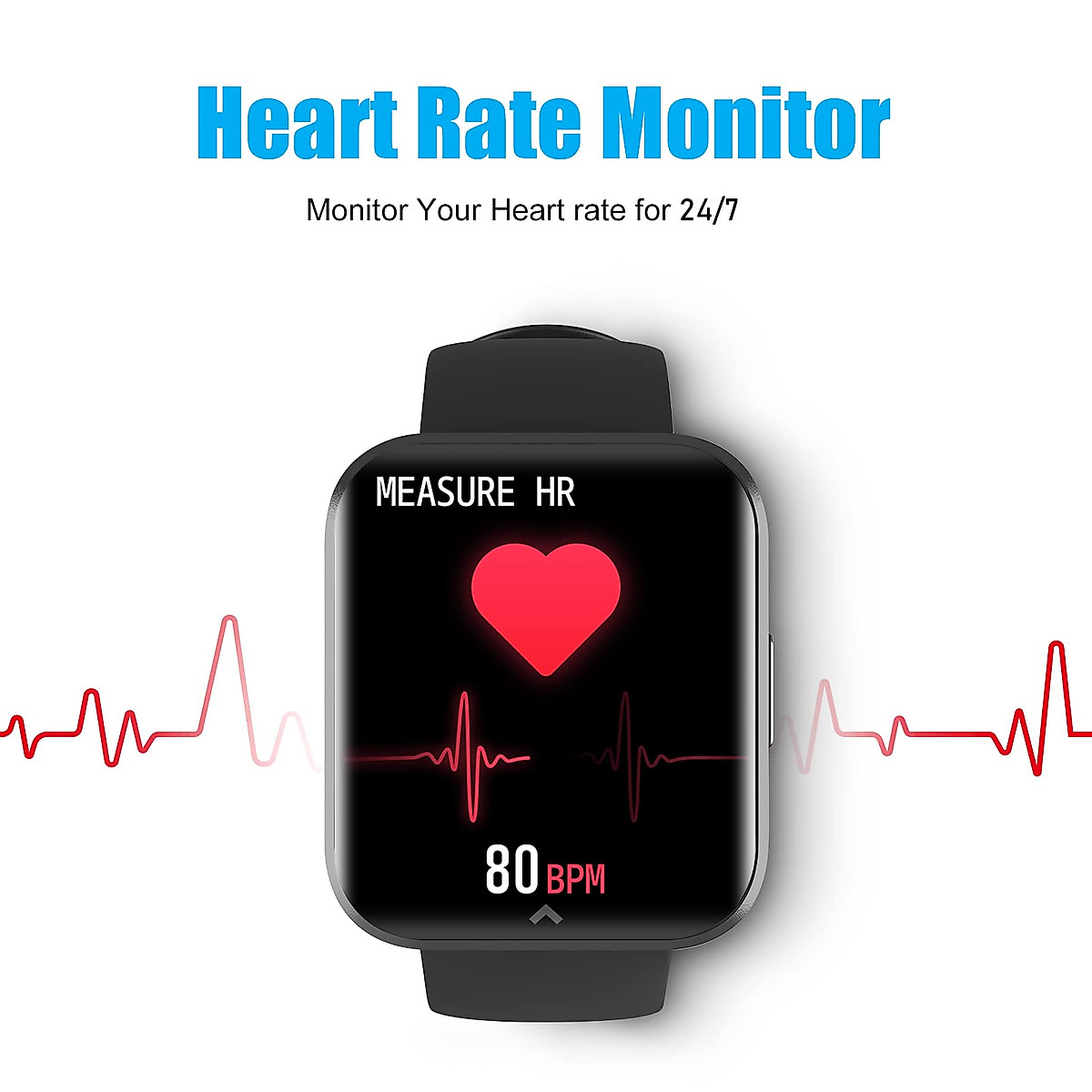 Joombonpia Smart Watch for Android Phones iPhone Compatible 1.71''Touch Screen Fitness Tracker with Heart Rate Blood Oxygen Sleep Monitor IP68 Waterproof Smart Watches for Men(Black)