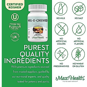 Maxi Health Extra-Strength Mel-O-Chew 5 MG Kosher Chewable Melatonin, Berry Flavor (100 Tablets)