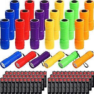 20 Pack 9-LED Mini Flashlight Set with 60 Pieces AAA Batteries, Flashlight Kids Handheld Flashlights Bulk for Gifts Camping Accessories Supplies, Assorted Colors