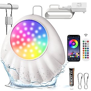 LOFTEK Pool Lights with APP Control, 10W RGB Underwater Submersible LED Lights with IP68 Waterproof, 16 Million Colors, Music Sync, 12V Smart Pool Lights for Inground Above Ground Pool, Hot tub