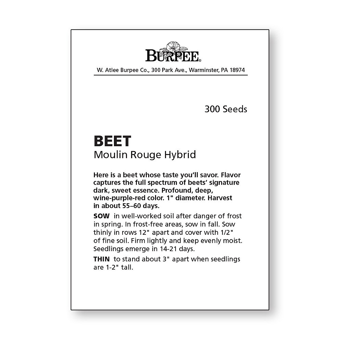 Burpee Moulin Rouge Hybrid Beet Seeds 300 seeds