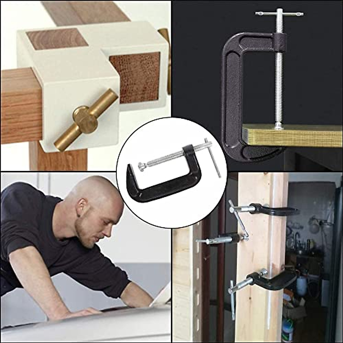 4 Inch C-Clamp Set, Heavy Duty Steel C Clamp Industrial Strength C Clamps for Woodworking, Welding, and Building(2PCs)