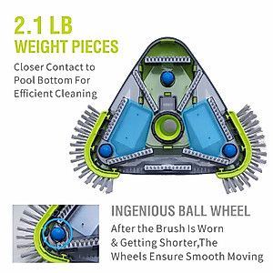 urchindj Pool Vacuum Head, Professional Pool Vacuum Head with Weighted Body & Triangle Shape, Heavy Duty Pool Vacuum Heads for Inground Pools with Universal Hose Adapter (Safe to Vinyl Liner Pool)