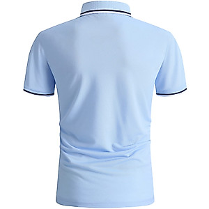 SECOOD Baby Blue Polo Shirts for Men Dry Golf Shirts Moisture Wicking Athletic Shirts for Outdoor