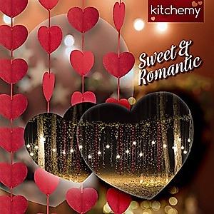 120 Valentines Day Decorations for Home Decor – Pre-Assembled Red Hearts Felt Garlands Hanging Decoration for Valentine's Day Wedding Anniversary Happy Engagement Party Birthday Window Kissing Prop