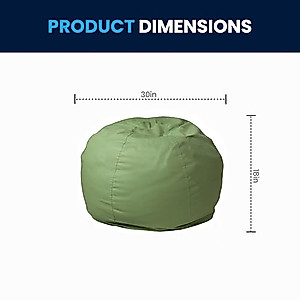 Flash Furniture Dillon Small Bean Bag Chair for Kids and Teens, Foam-Filled Beanbag Chair with Machine Washable Cover, Green