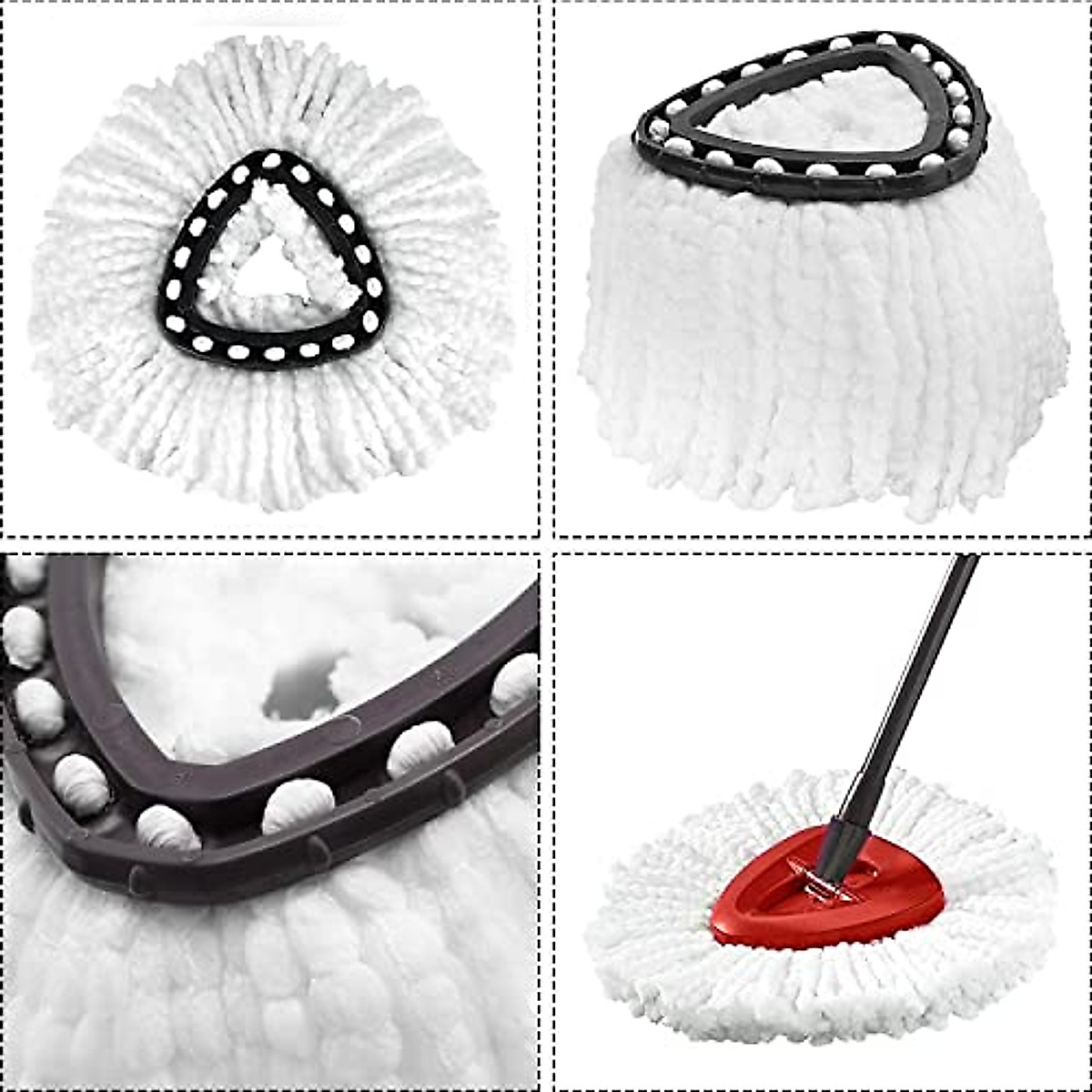 Zen Lyfe 4 Pack Spin Mop Replacement Head Microfiber Mop Head Refills Spin Mop Refills Easy Cleaning Mop Head Replacement Includes 2 Microfiber Cloths