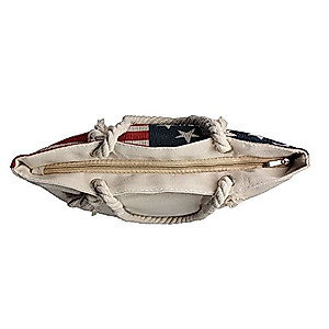 WESTERN ORIGIN American Flag Embroidered Tote Bag Stars and Stripes Beach Bag Rope Handles Shoulder Bag Women Purse