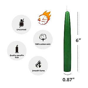 Zest Candle 12-Piece Taper Candles, 6-Inch, Hunter Green