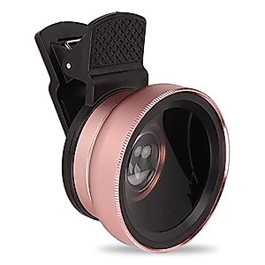 Phone Camera Lens, 2 in 1 Cell Phone Wide Angle Macro Lens, 0.45X Wide Angle Lens, 12.5X Macro Lens, Clip On Phone Lens with Dust Cover, for Phone Tablet (Rose Gold)