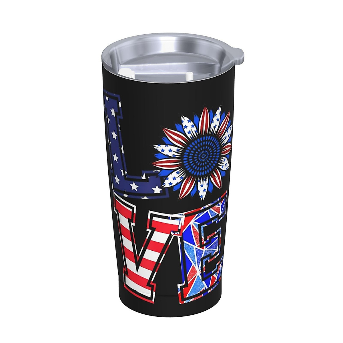 ayvcxui American Flag Flower Stainless Steel Insulated Tumbler 20 Oz Water Bottle Coffee Mug Coffee Mug With Lid Straw