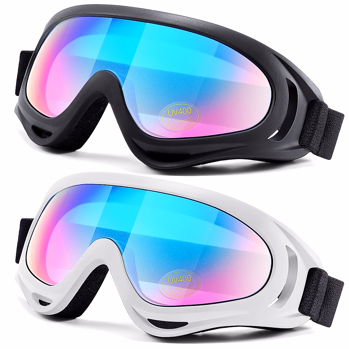 LOEO 2-Pack Snow Ski Goggles, Snowboard Goggles for Kids, Teens, Youth, Adults