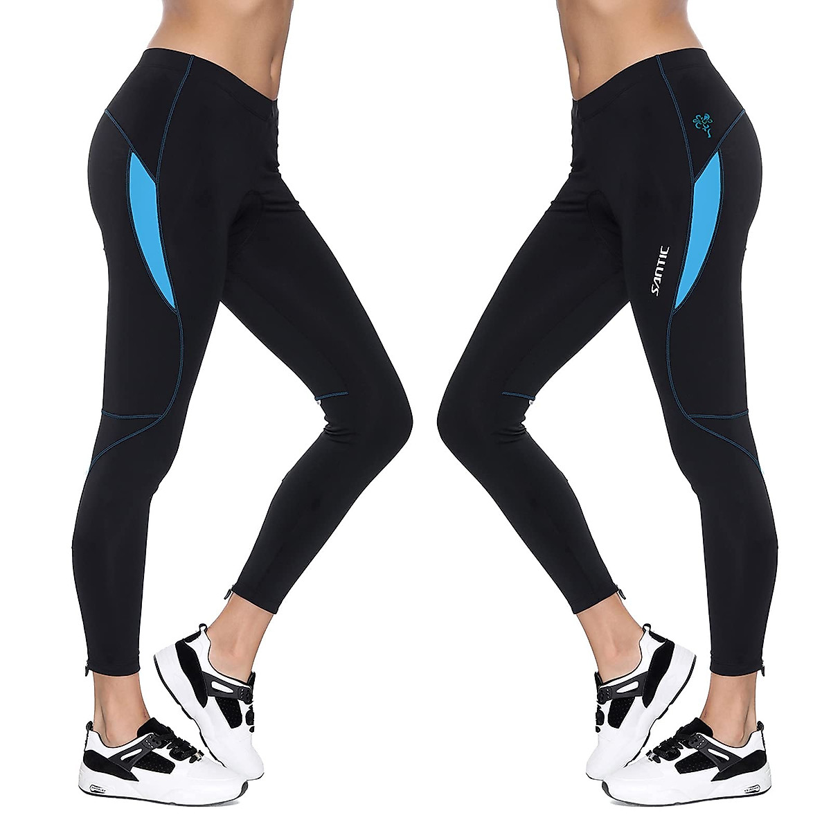 Santic Bike Pants Women's 4D Padded Bike Cycling Tights Biking Capris for Women Long Road Trousers Quick Dry Blue XL Parni