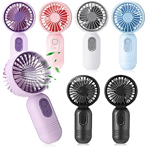 Rossesay 6 Pack Mini Portable Fan Bulk Cute Handheld Fan Lightweight Small Personal Eyelash Fan with 3 Speeds and USB Rechargeable Battery Operated for Outdoor Travel Camping(Multicolor)