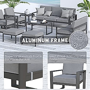 May in Color Aluminum Outdoor Loveseat, Modern Metal Patio Furniture Contemporary 2-Seat Sofa Chair with Cushion, Gery