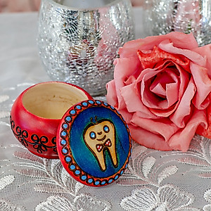 HlpiAMok Aeiniweraabbcc SPPRANDOM TOOTH FAIRY BOX Polish Handmade Wooden Round Boy's Tooth and Curl Box First Tooth Keepsake Box