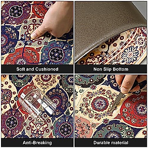 OTOB Kitchen Rugs Set of 2 Anti Fatigue Mats for Kitchen Floor Boho Kitchen Rugs and Mats Non Skid Washable Memory Foam Kitchen Floor Mat Comfort Standing Desk Mat for Front of Sink Laundry