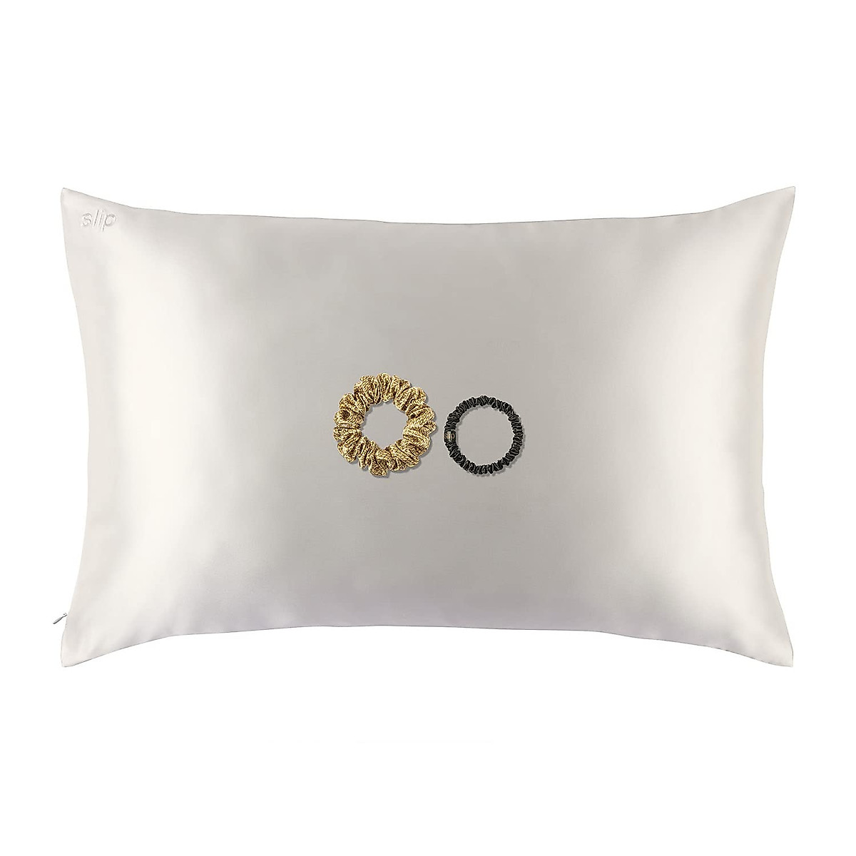 Slip Silk Gift Set, Medusa Nights - The Slipsilk Difference Highest Grade 22 Momme Mulberry Silk - 1x Queen Silk Pillowcase, 1x Large Silk Scrunchie, + 1x Skinny Silk Hair Tie (3 Piece Silk Set)