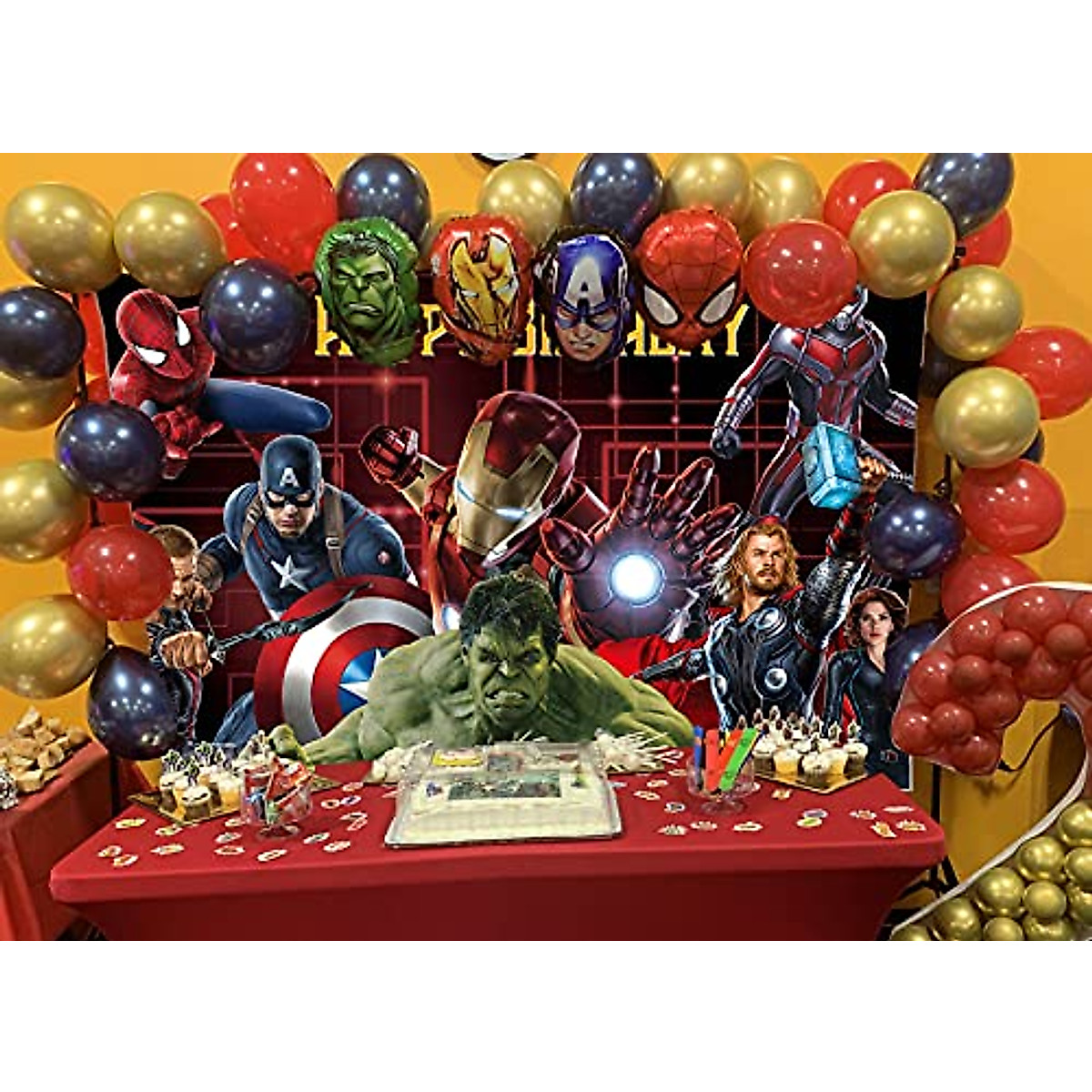 GCH A-vengers Background Marvel Birthday Party Supplies Backdrop Superhero Theme Background Photography for Kids Birthday Banner Boys Birthday Party Decorations Banner Photo Booth Props (5X3FT)